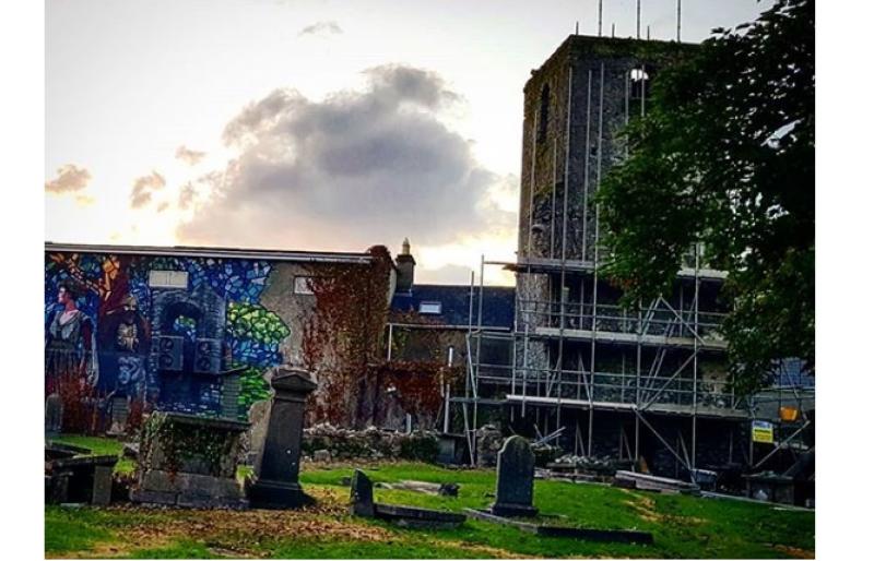 Stunning photo of historic Portlaoise church tower as work begins to ...