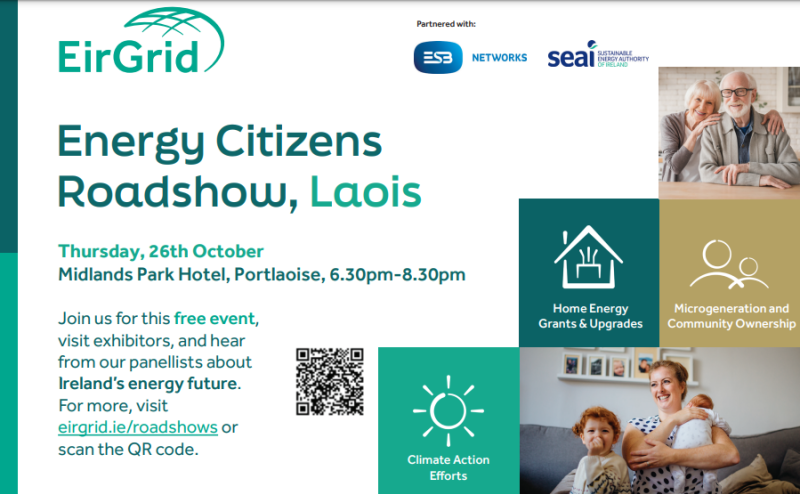 Save the date: Eirgrid Energy Citizens Roadshow this October in Portlaoise - Laois Live