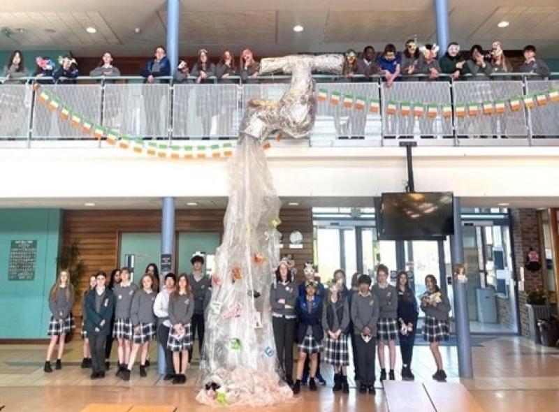 Laois students create massive art installation from single use plastics ...