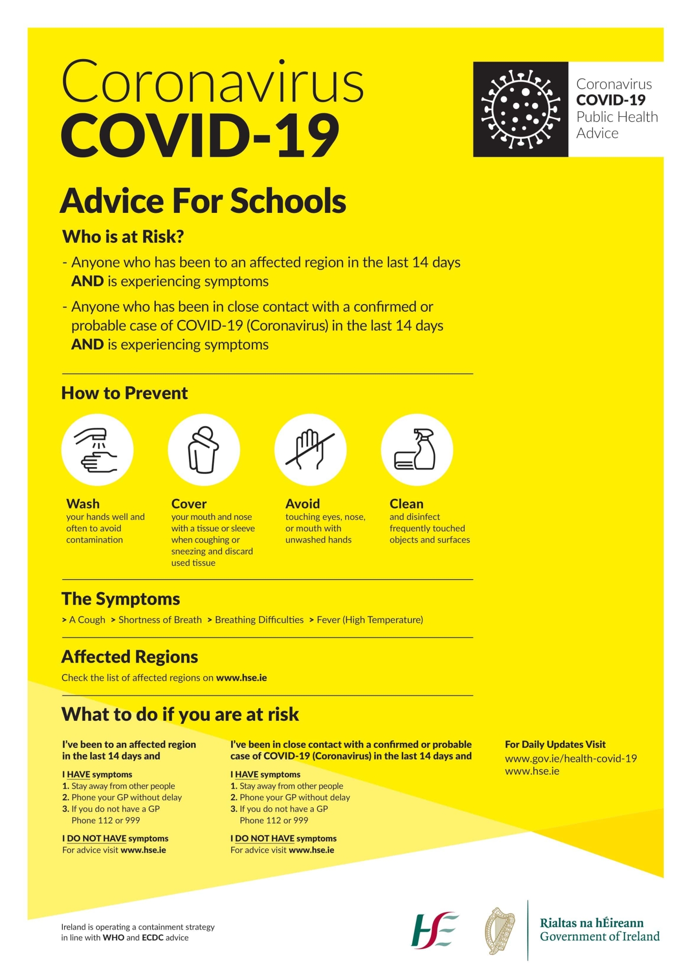 School issues official advice to parents about Coronavirus Covid-19 ...