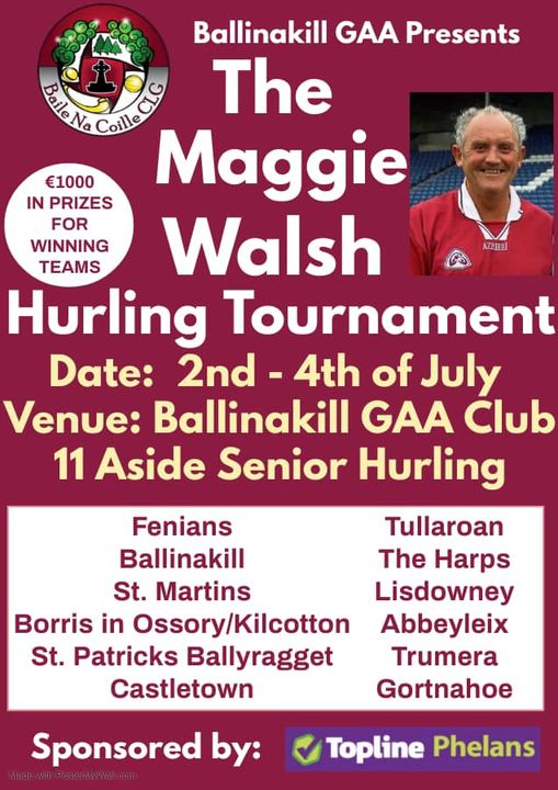 Ballinakill GAA to host tournament in memory of club legend - Laois Live